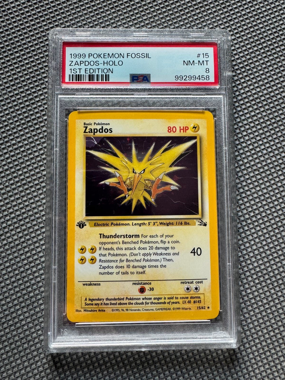 1st Edition Zapdos fra Fossil | FINN-torget