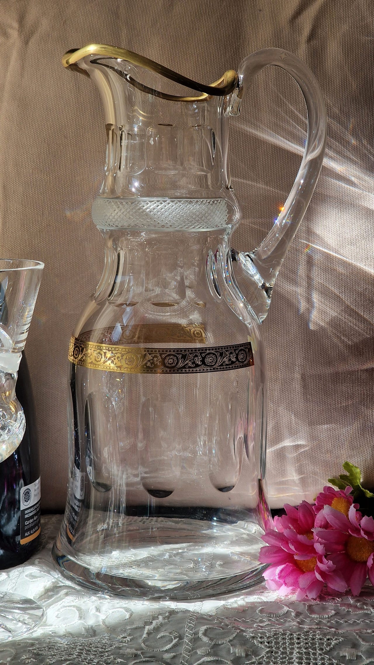 EKSKLUSIV KRYSTALL MUGGE DEKANTER JESSIA KVETNA 1,5 L DIAMANTSLIPT 24 K ...