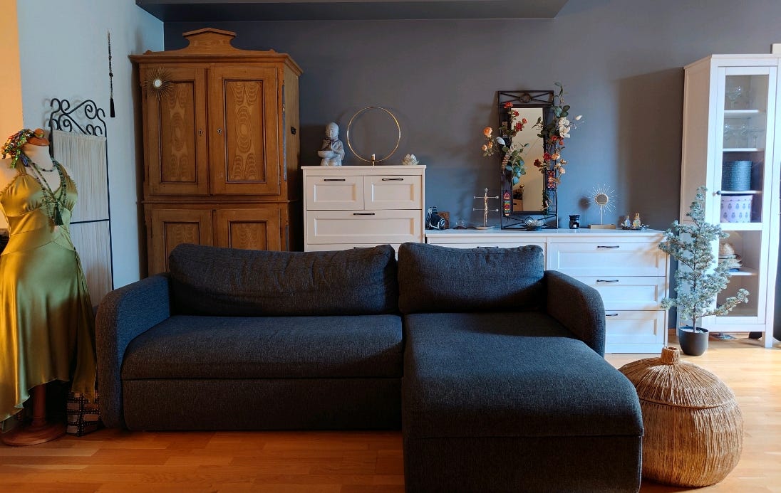 Jetsmark sove- sofa Jysk, mørk grå W222 x H85 x D88/142 cm | FINN-torget