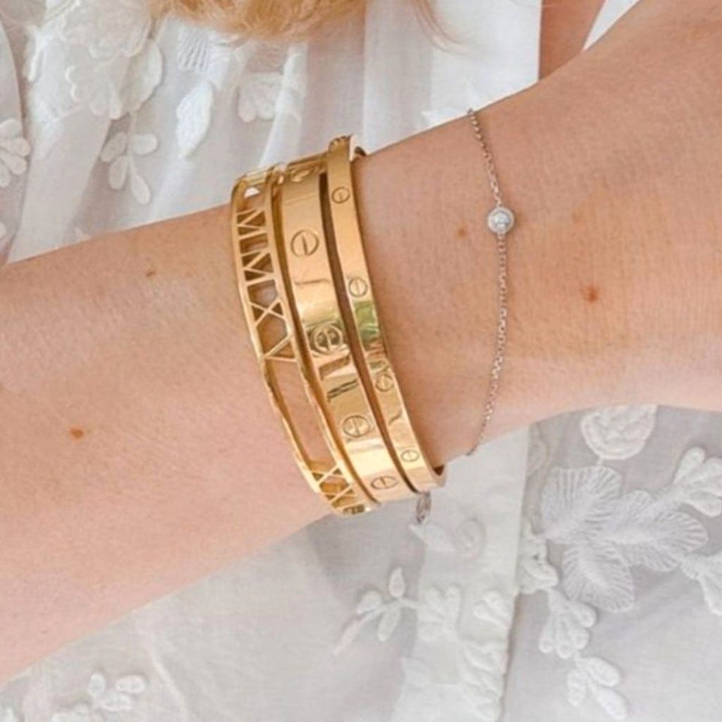 Moderne 18k gull armbånd 6mm bredde, passer til 16.5cm rundt håndleddet ...