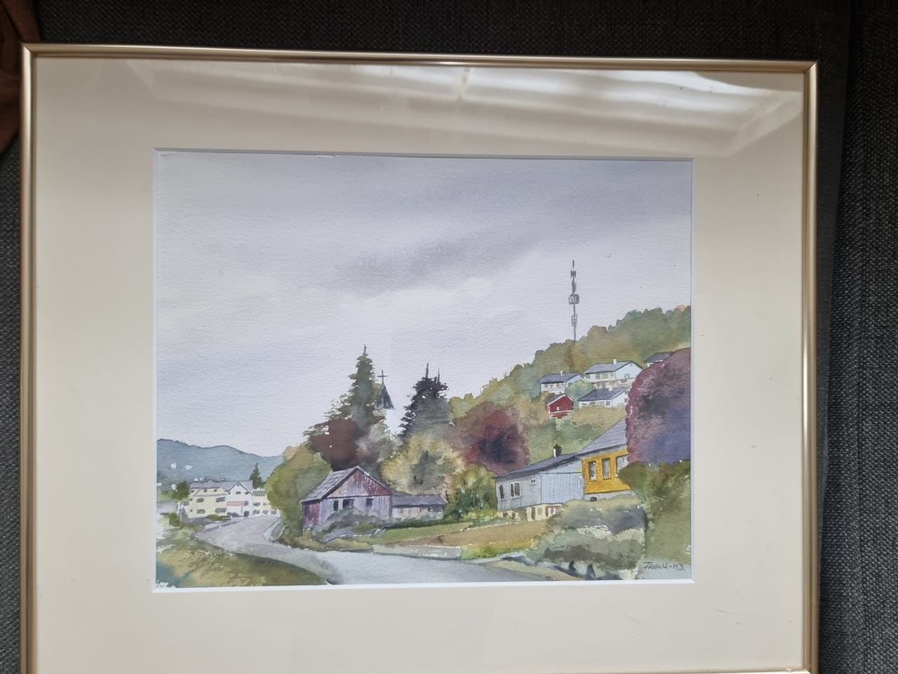 Flott akvarell fra Ølen. Malt av Frans Fransson 2003. Selges HBO 500 ...