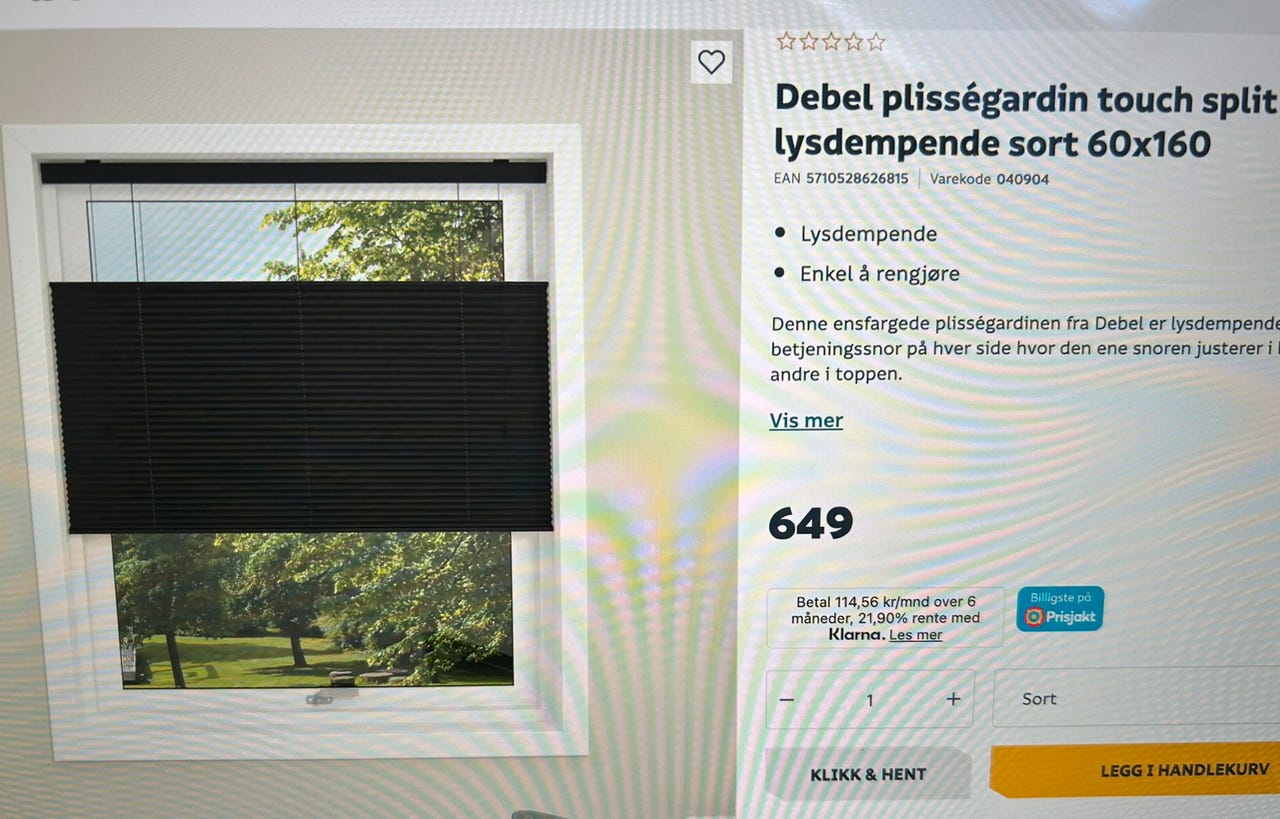 To stk plisse gardiner, sort lystett, bredde 60 og 110 | FINN-torget