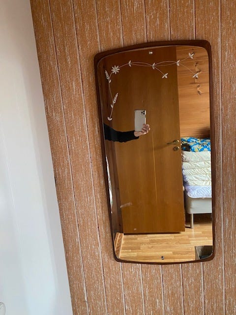 Vintage teak speil | FINN-torget