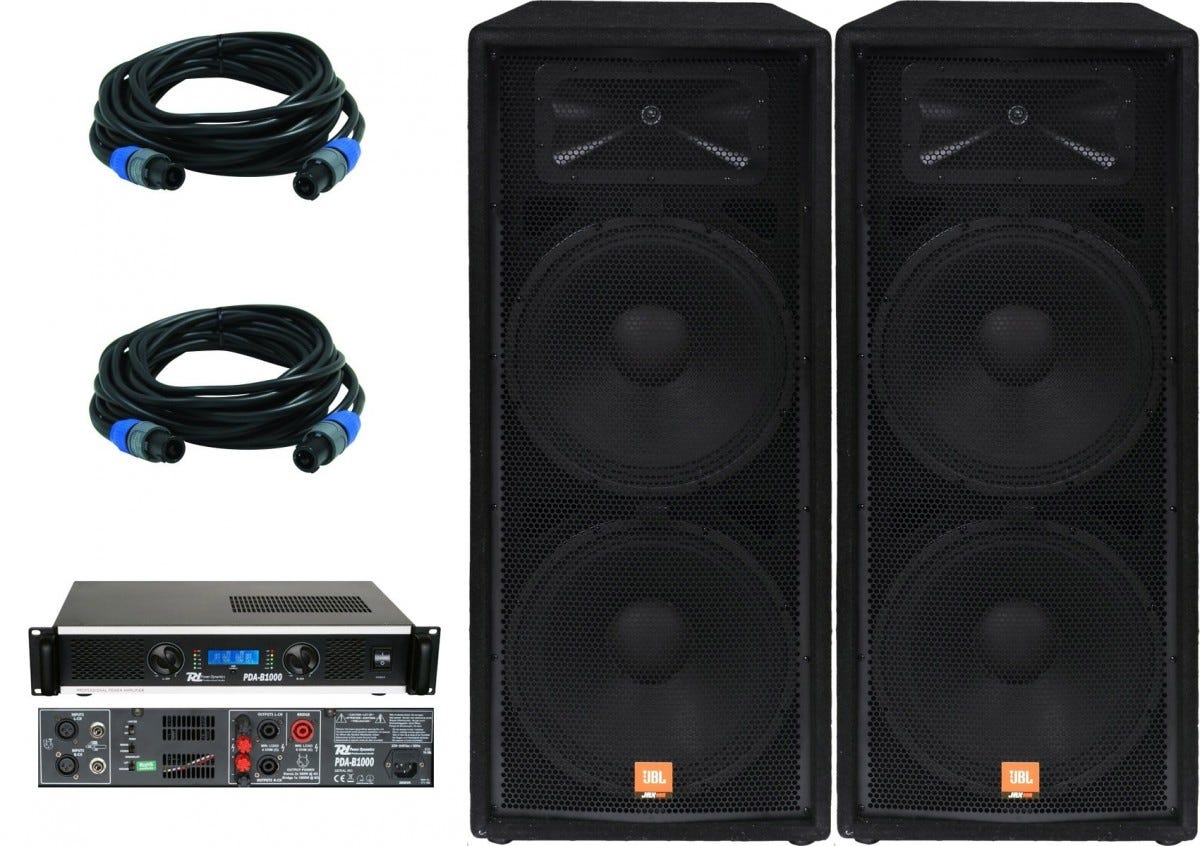 JBL 4x15" med 2x1000W amp! 2 JBL 3-veis 2x2000W 136 dB 4x15" høyttaler ...