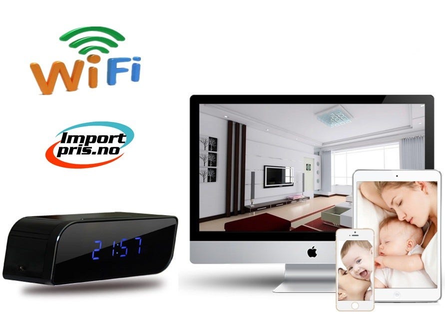 HD 720P Wifi/IP Alarm Klokke Med Skjult Kamera 160 Grader Vidvinkel IR ...