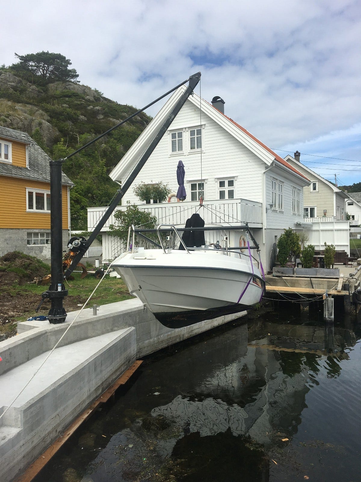 Kaikran for 2000kg løft, kran i varmgalvanisert stål med 360g sving ...