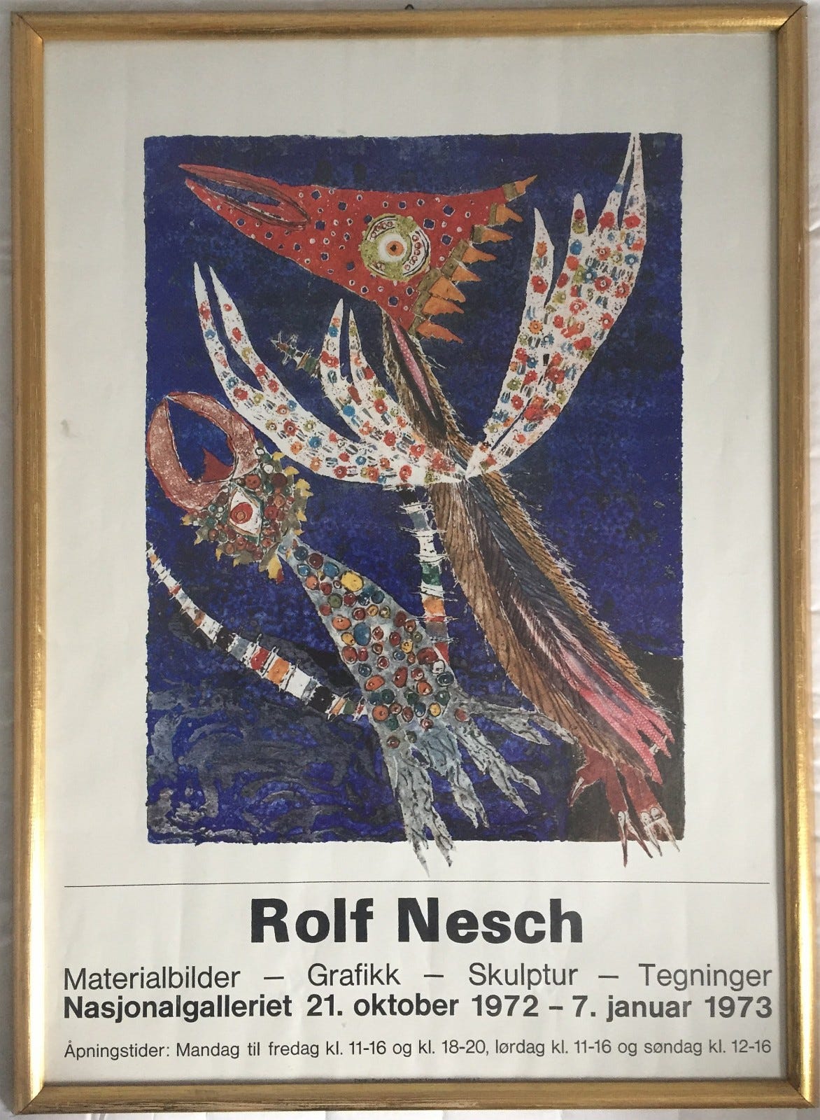 Rolf Nesch , Utstillingsplakat fra 1972. Innrammet kr. 1000 | FINN-torget