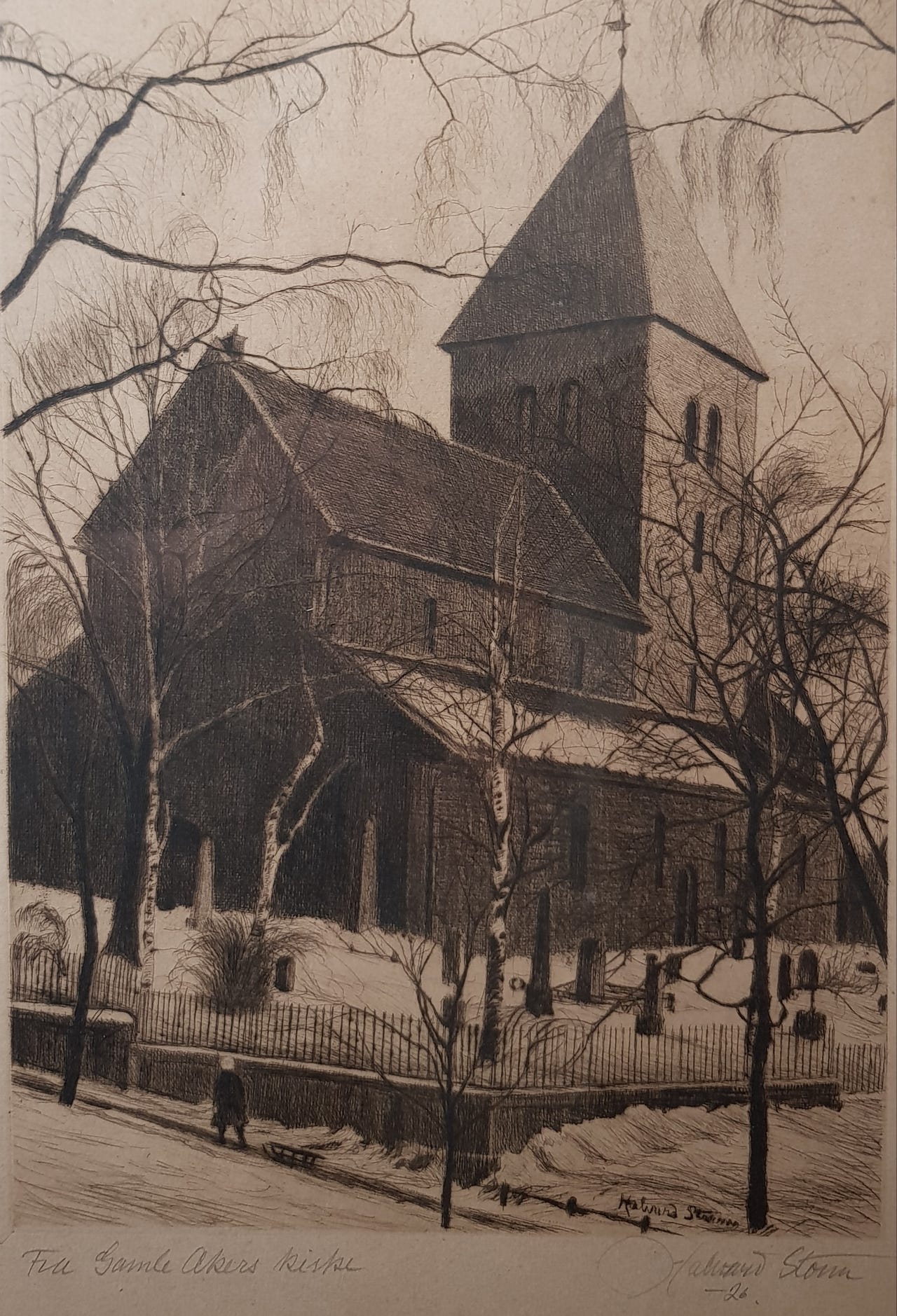 Grafisk blad, Gamle Aker kirke, Halvard Storm | FINN torget