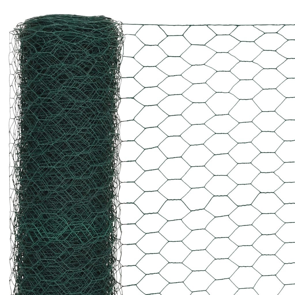 vidaXL Gjerdenetting stål med PVC-belegg 25x1,5 m sekskantet grønn ...