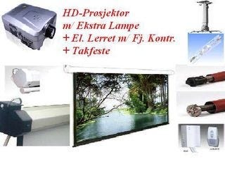 (-50%) El. Skjerm Lerret 108" m/ Fjern Kontroll 16:9 og 4:3 +Komplett ...