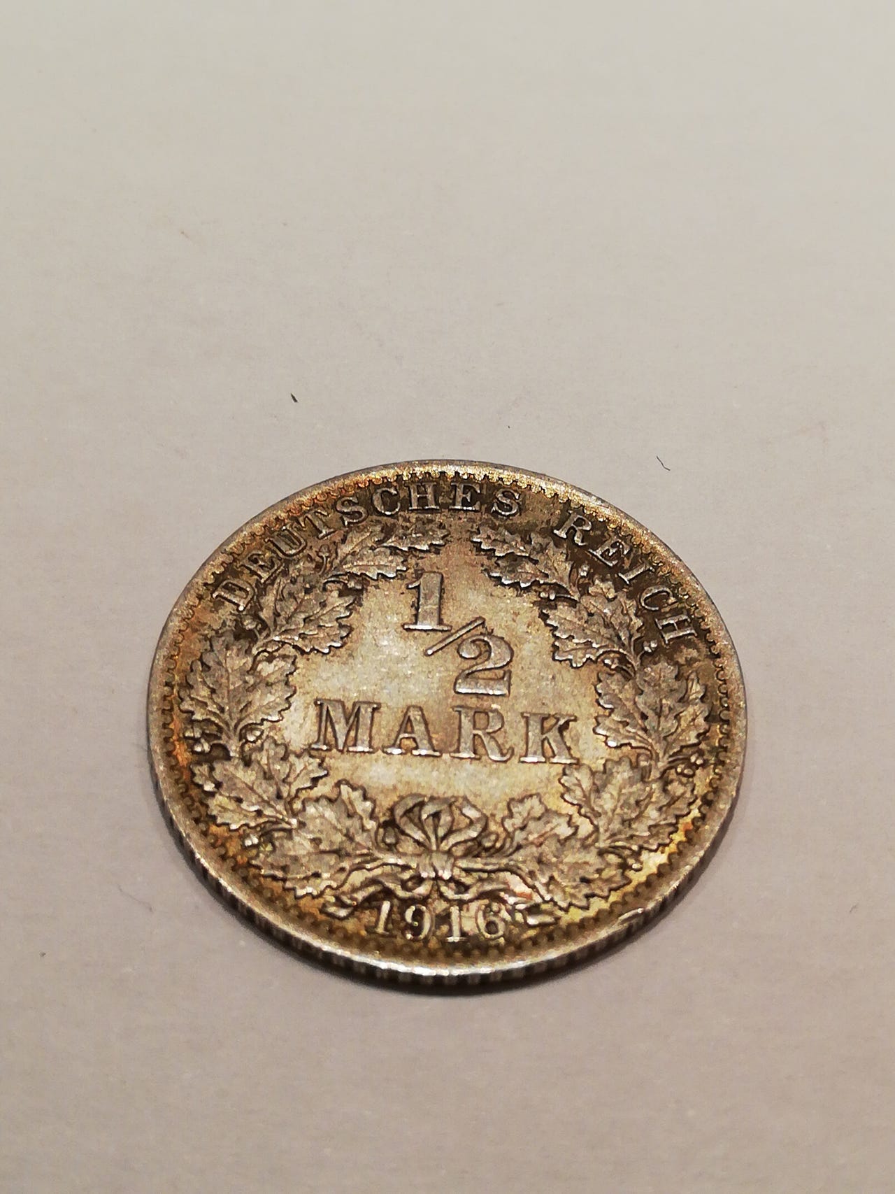 SØLV REICH 1/2 MARK TYSKLAND 1916 A ! 90% Solid sølv. Se mine annonser. | FINN torget