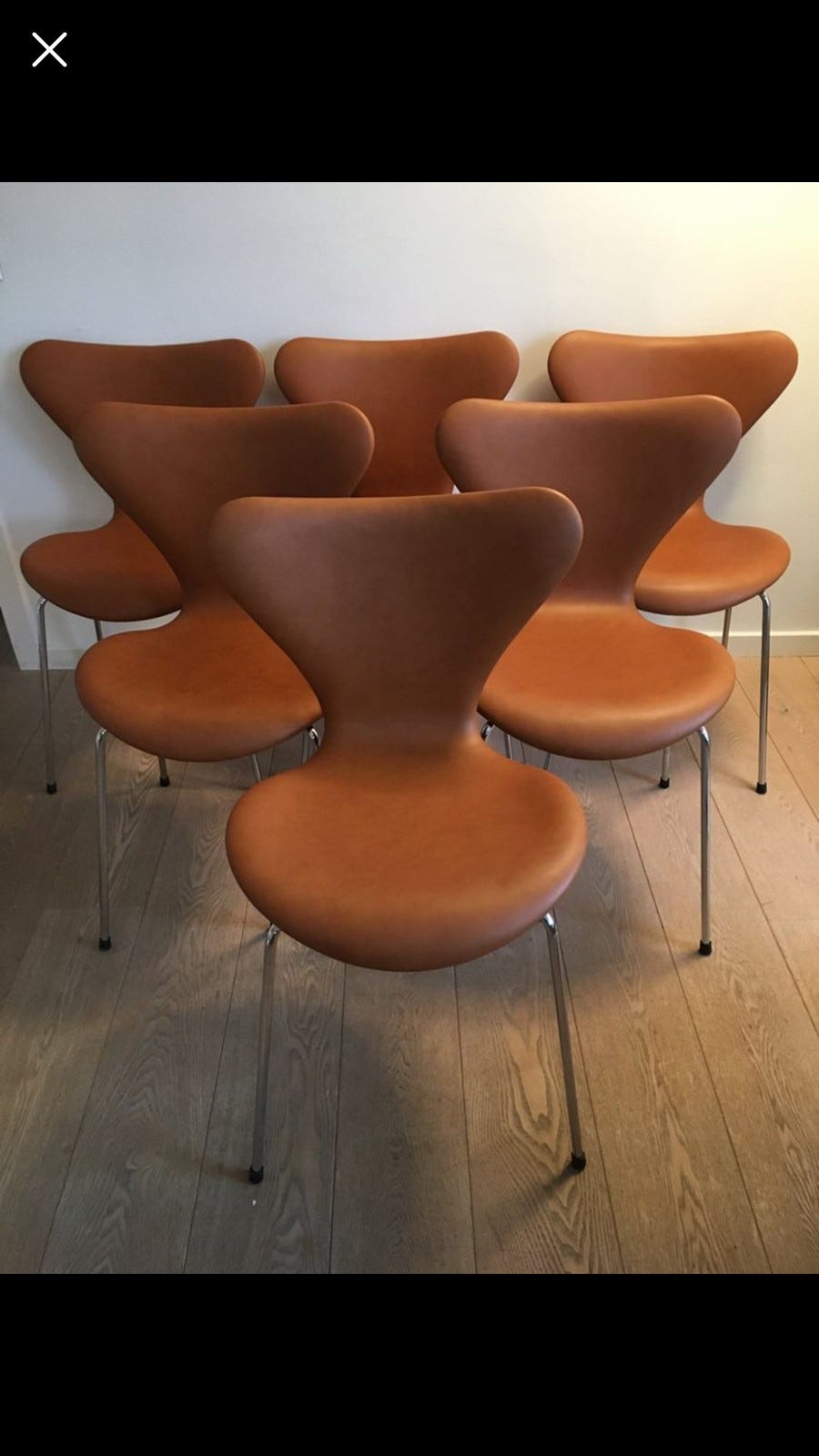 Arne Jacobsen syver stoler i cognac | FINN-torget
