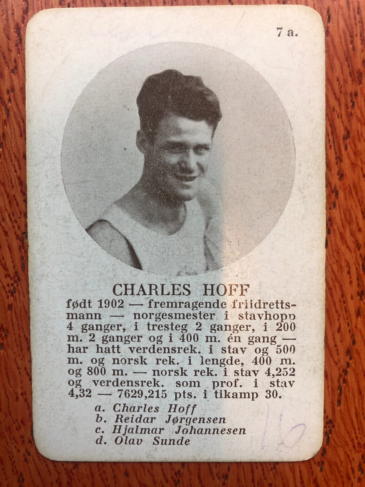 Charles Hoff Friidrett Spillkort fra ca 1933 Tiedemanns Tobak! | FINN-torget