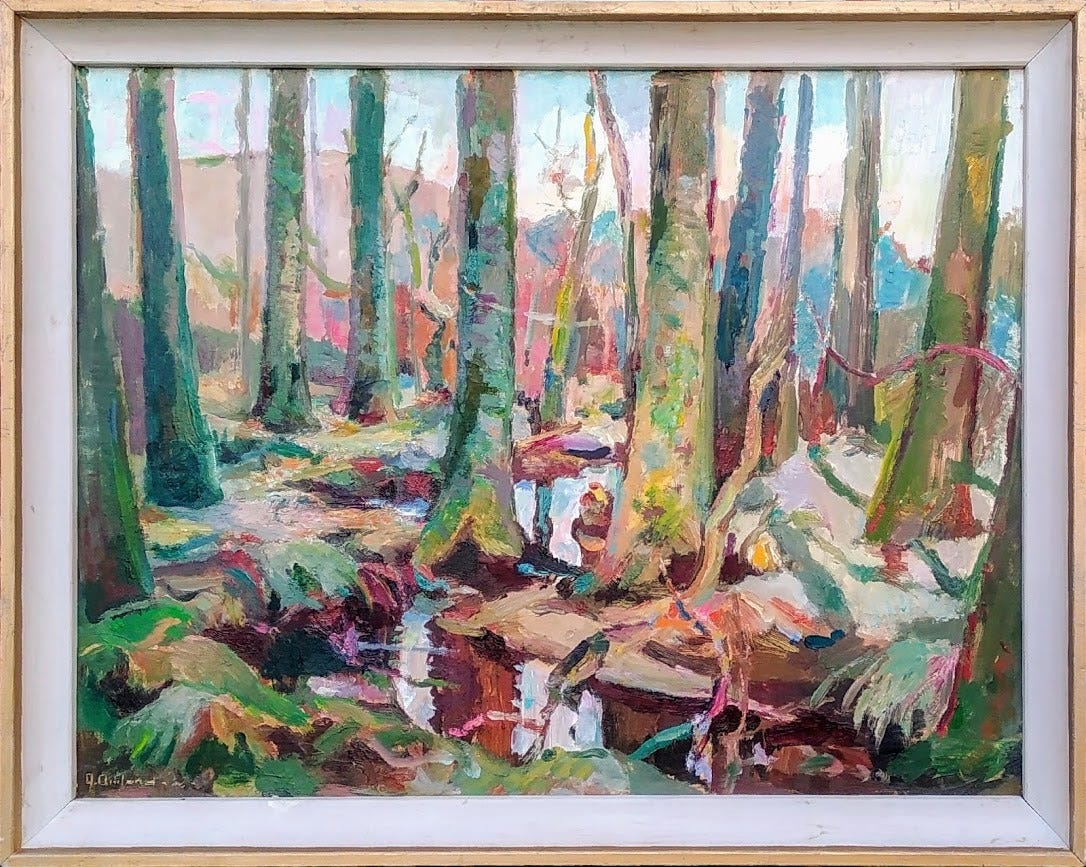 "Gamle trær" - Søle, Hidra - (Olav Omland 1909 - 1998) | FINN-torget