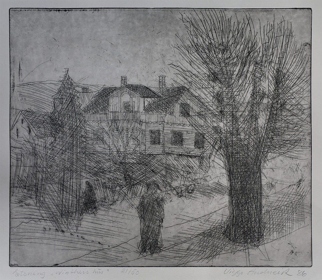 Viggo Aadnevik - Kunsttrykk - "Winthers hus" | FINN-torget
