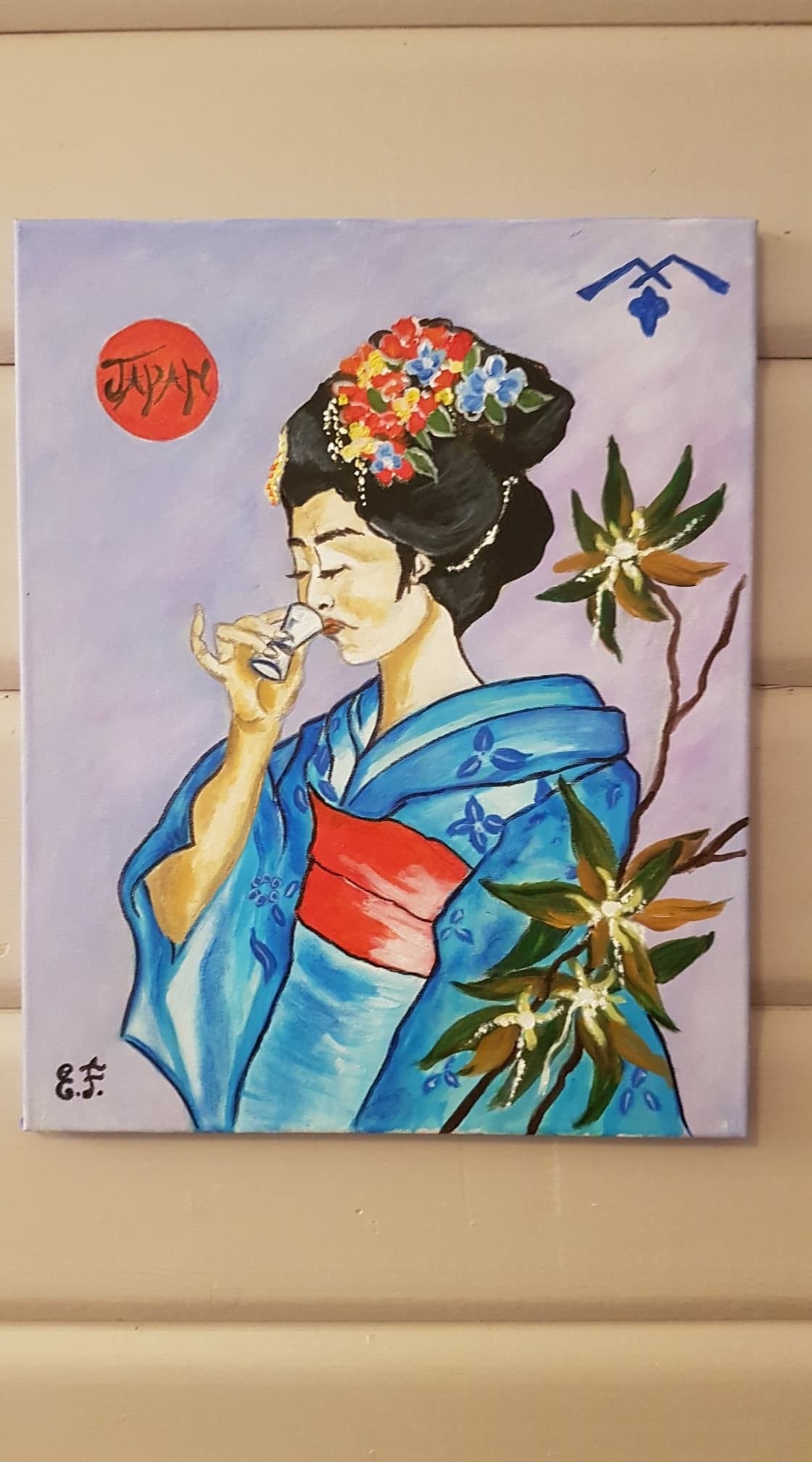 Akryl maleri " Inspirasjon av Japan " | FINN torget