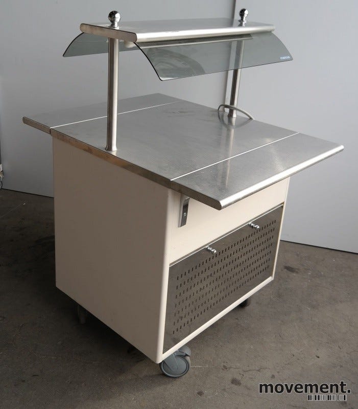 2 stk Serveringsmodul / buffet på hjul i lys beige / rustfritt stål fra ...