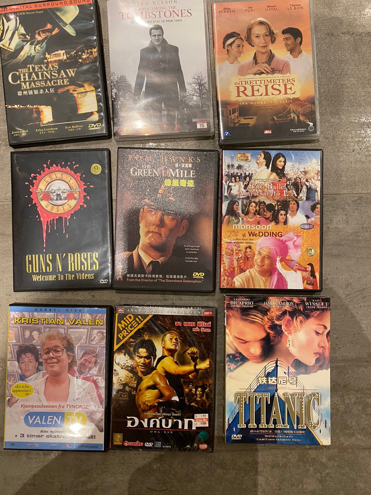 9 originale hardcover dvd filmer: Titanic, Gren Mile, Guns n Roses ...