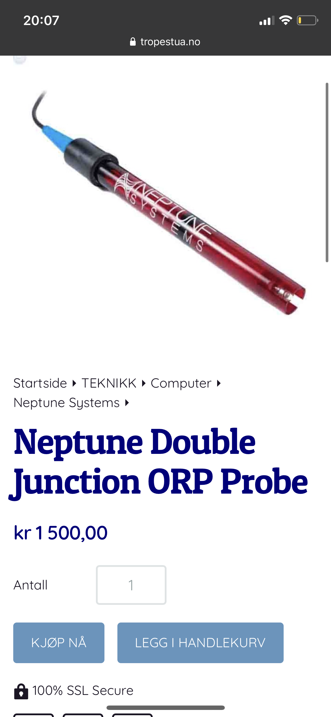Neptune Double Junction ORP Probe/Neptun apex | FINN torget