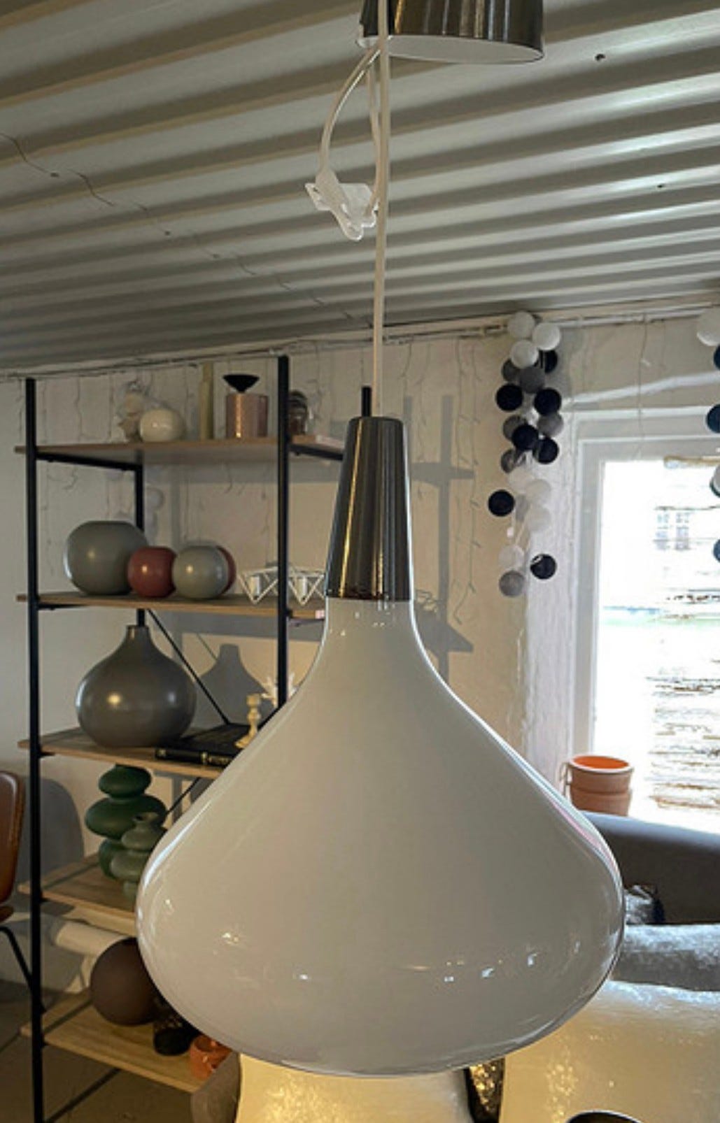 Taklampe takpendel hvit glass skjerm lampe belysning pendel hvit | FINN ...