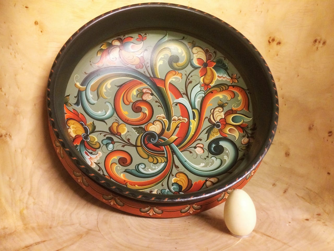 Rosemalt, rosemaling, bolle, ølbolle, trebolle | FINN-torget