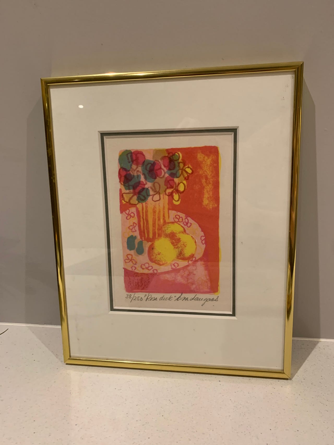 Eva Langaas – «Rosa duk» | Signert litografi nr. 38/250 | FINN-torget