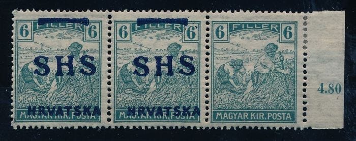 SHS Kroatien 1918 - 6 Filir, Schnitter Michel 69 WITH Sertificate ...