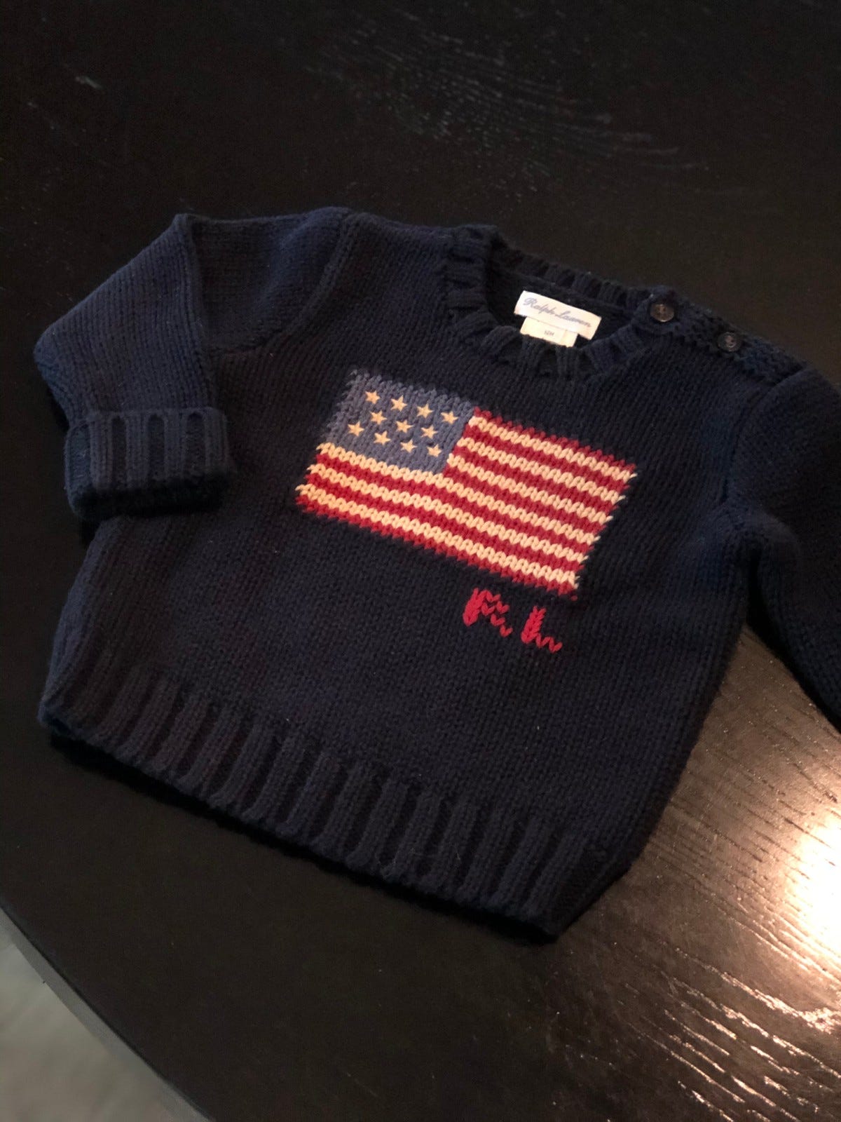 Ralph Lauren Polo genser m/flagg 12 mnd blå | FINN-torget