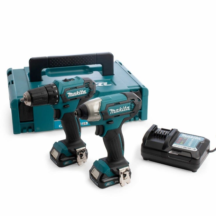 Makita CLX224AJ 2-delers 12V combi og slagtrekker sett (2 x 2Ah ...