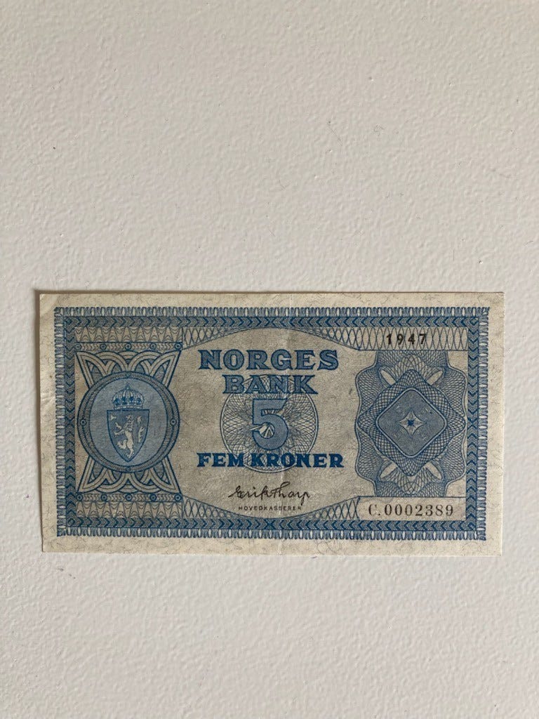 5 kr seddel fra 1947 | FINN-torget