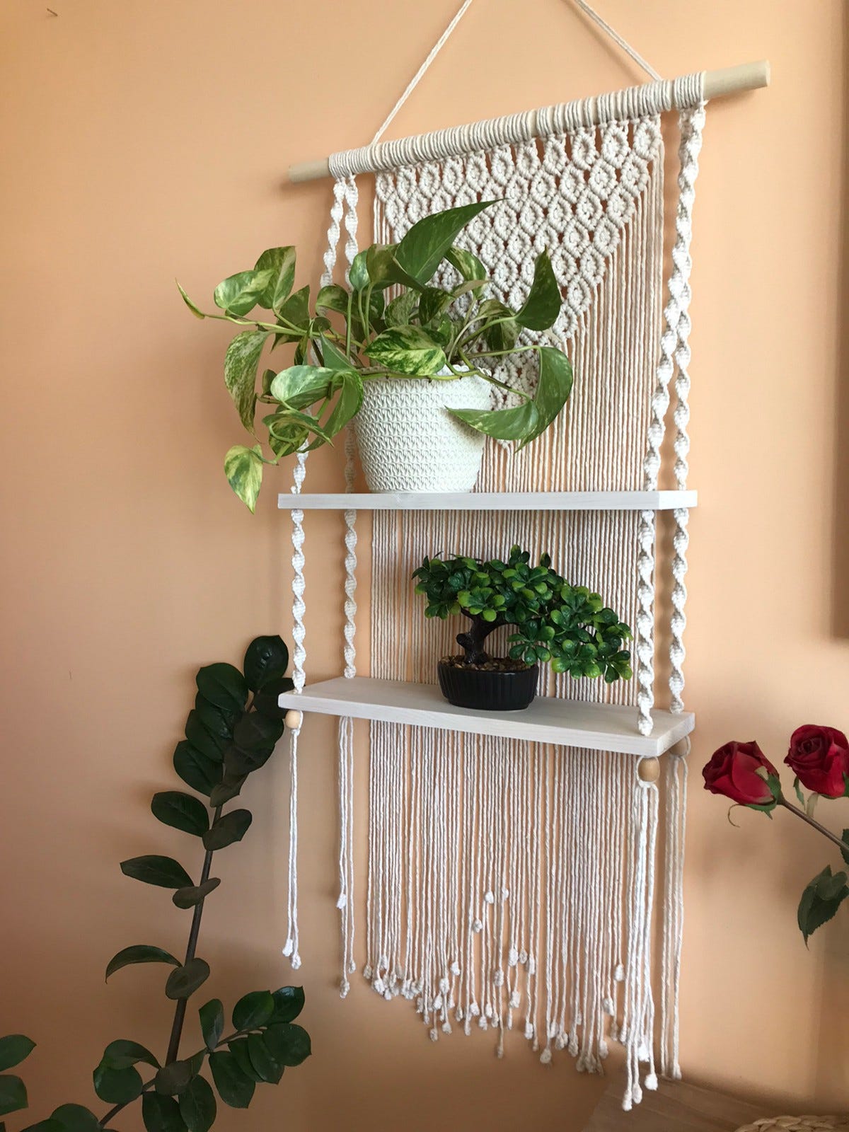 Makrame hylle håndlaget | FINN torget