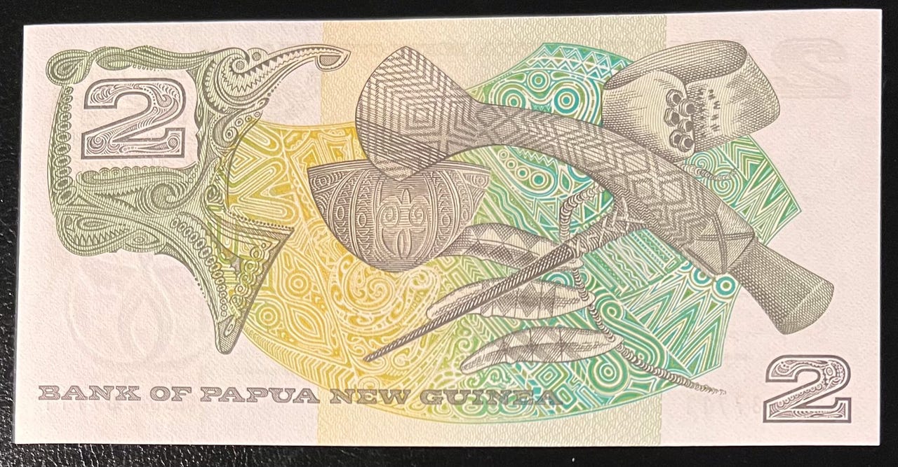 PAPUA NEW GUINEA. 2. KINA. 1975. P-1 1975. UNC. Landets første seddel ...