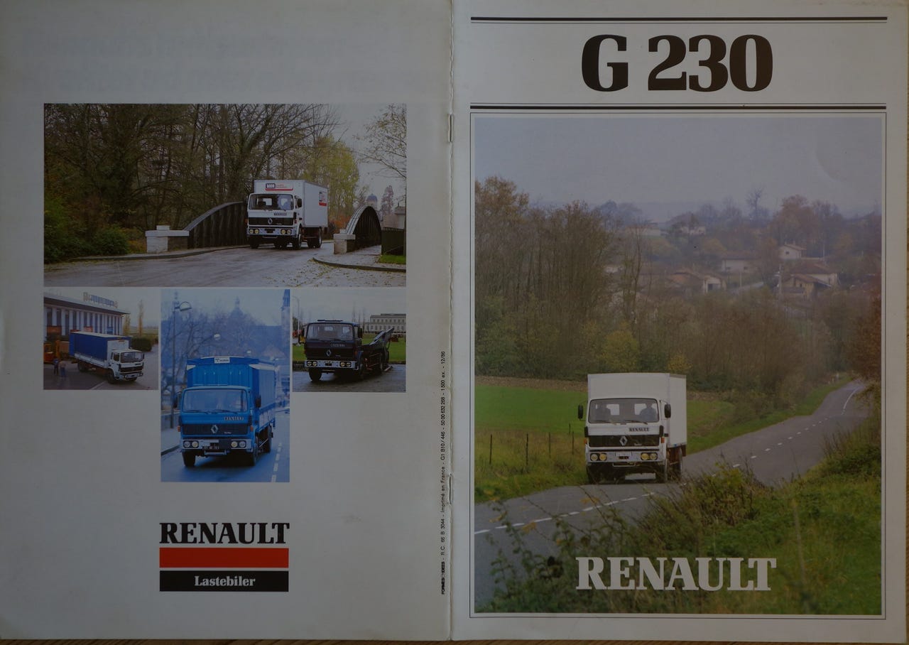 Renault G230, R340 lastebilbrosjyrer 1987 på dansk | FINN torget