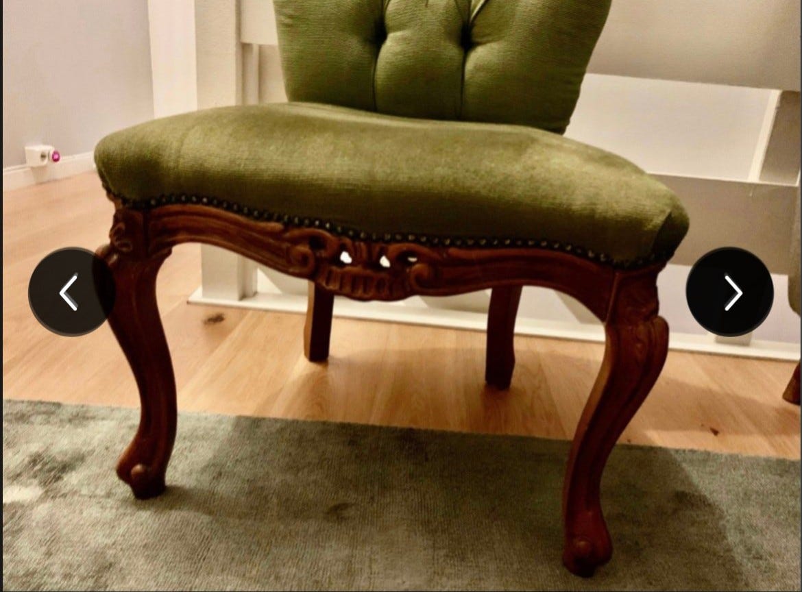 Vintage/gammelt stol grønt | FINN-torget