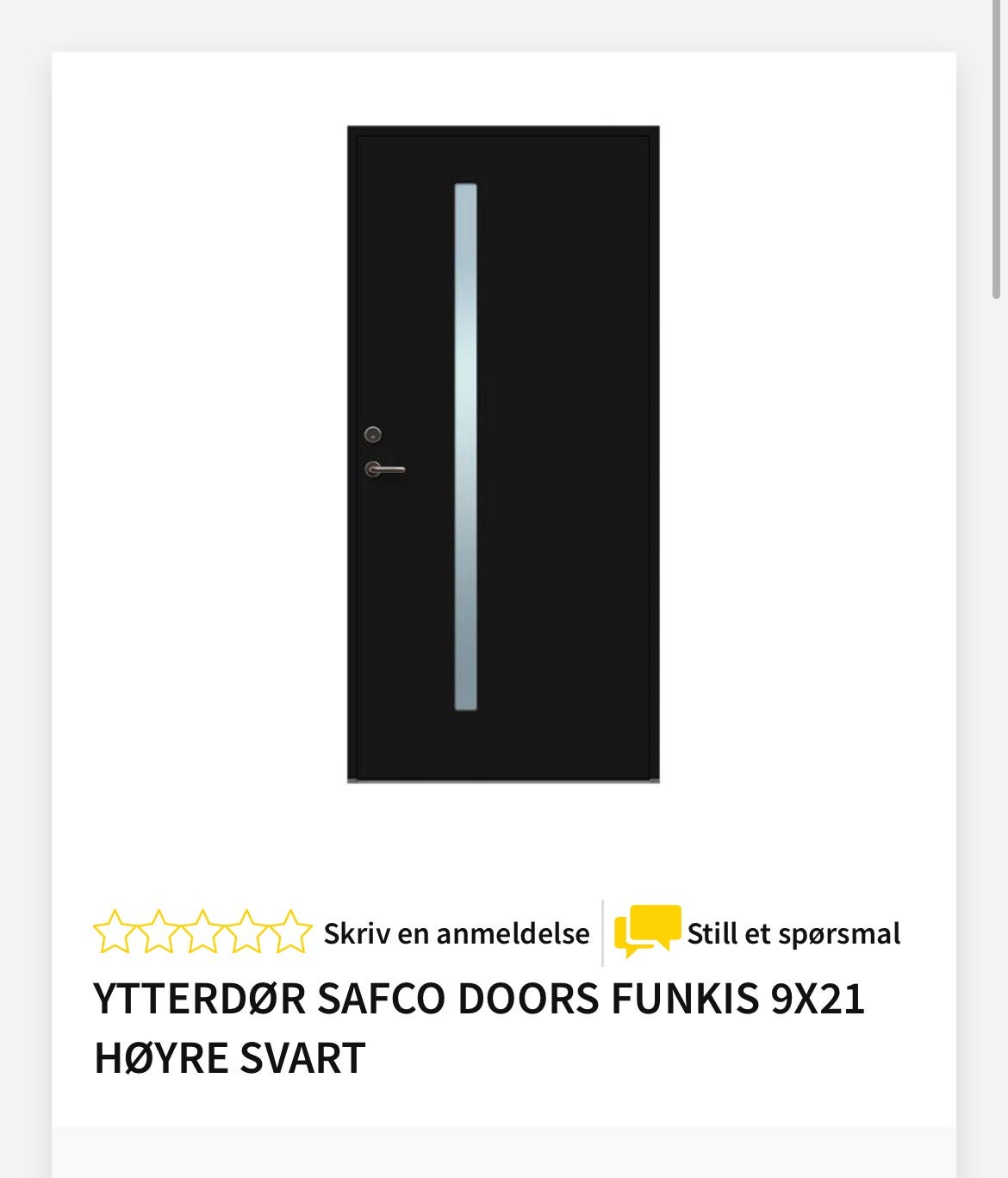 Ubrukt sort ytterdør. (90x210, høyrehengslet) | FINN-torget