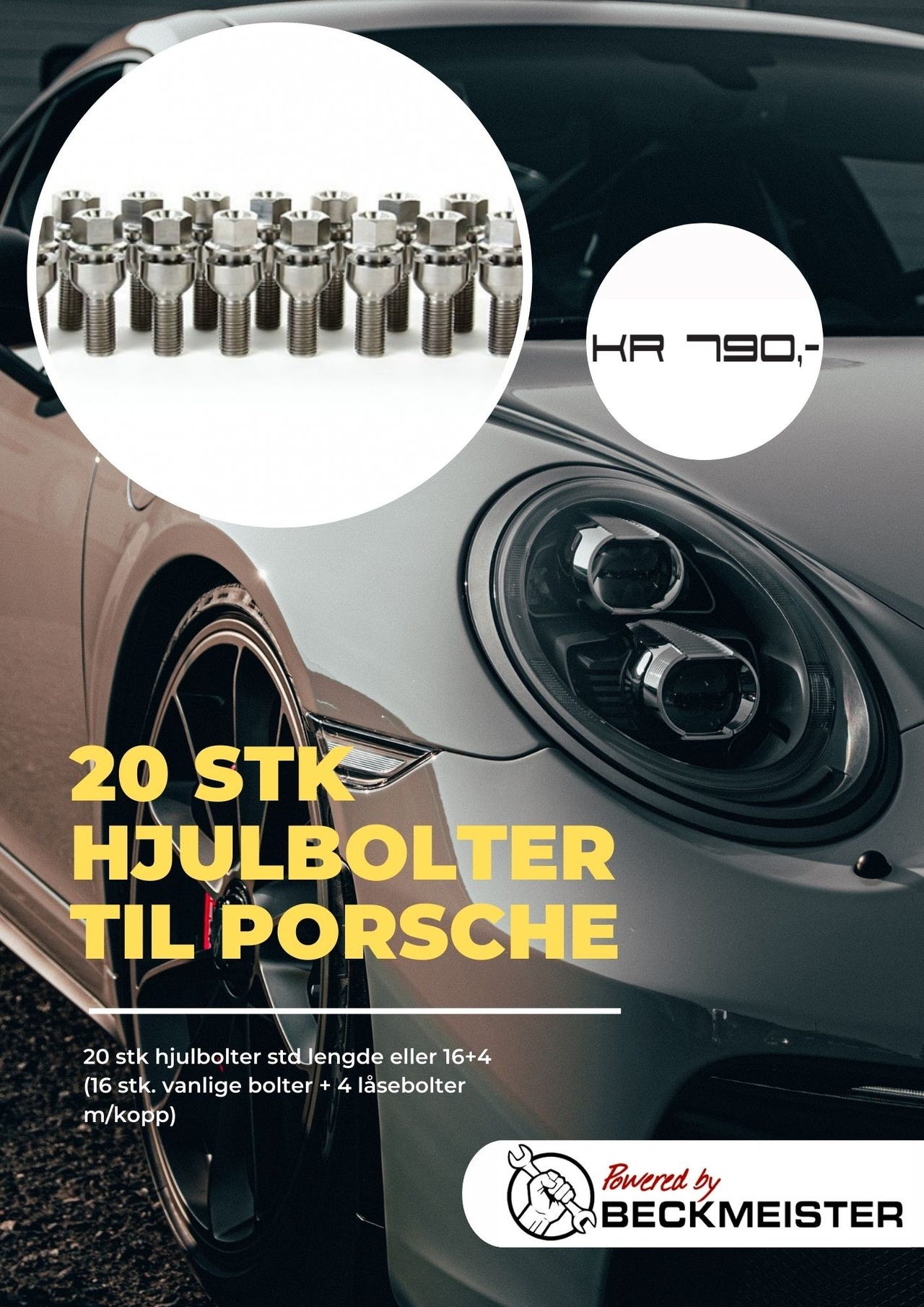 HJULBOLTER TIL PORSCHE - 20 STK / 16 STK + 4 LÅSEBOLTER! 14x1.50x32 ...