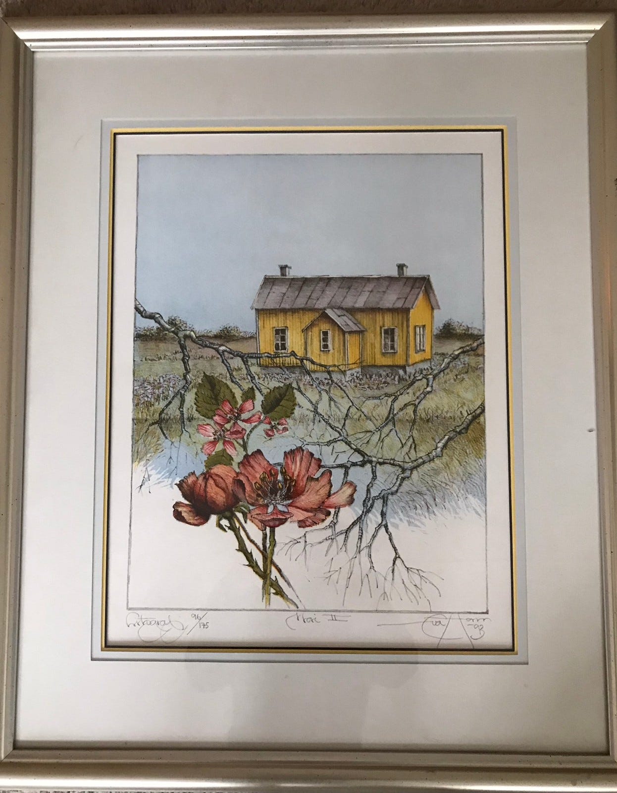 Eva Harr litografi. Ramme. Spsielt flott ramme, vintage Eva Harr ...