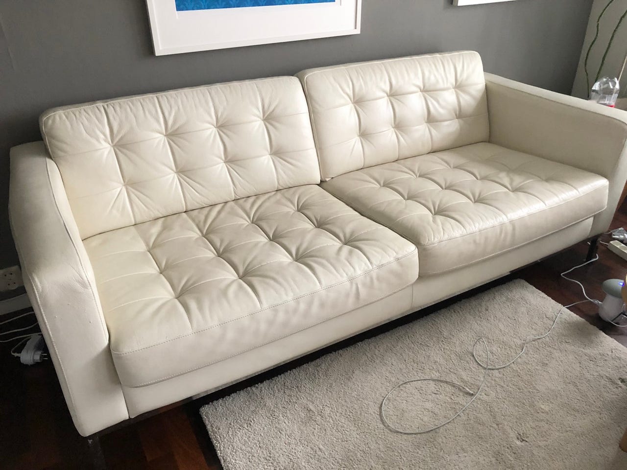 Landskrona hvit 3-seter skinnsofa | FINN torget