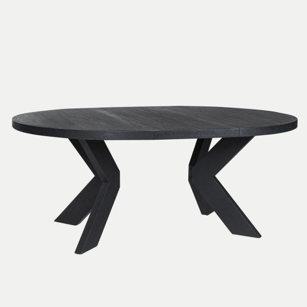 Sort rundt uttrekkbart spisebord med 2 ileggsplater | FINN torget