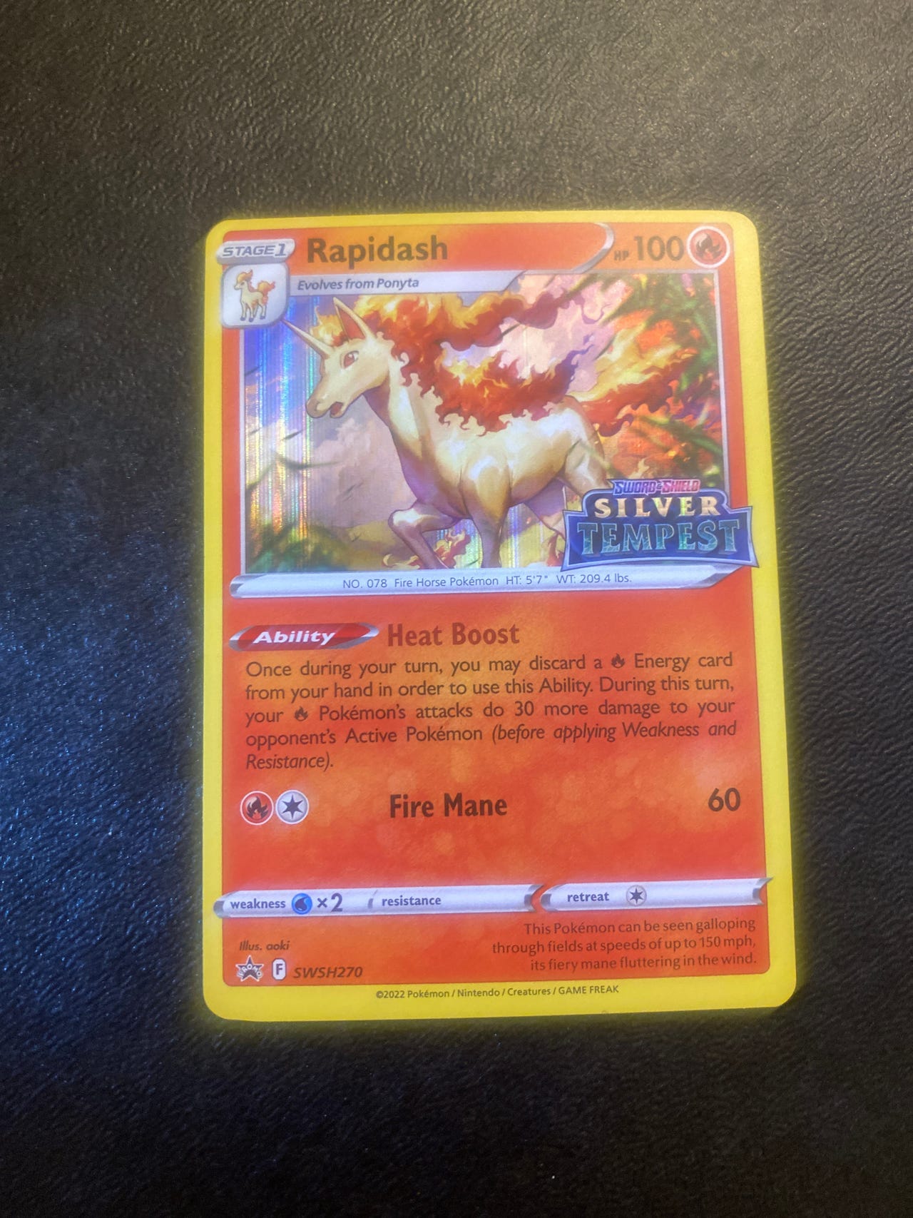Rapidash stamped holo SWSH270 Silver tempest pokemon kort | FINN-torget