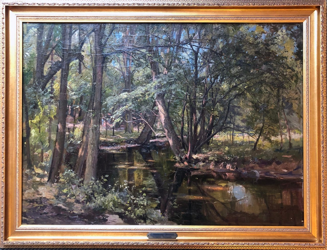 Flott stort maleri av Carl HORNUNG-JENSEN " Sorgenfri Slotspark" | FINN ...