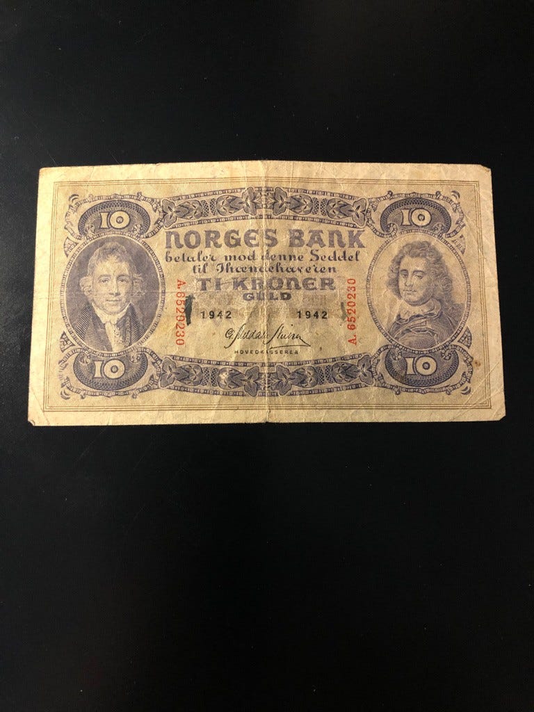 10 kr seddel 1942. serie A( 291 Q) | FINN-torget