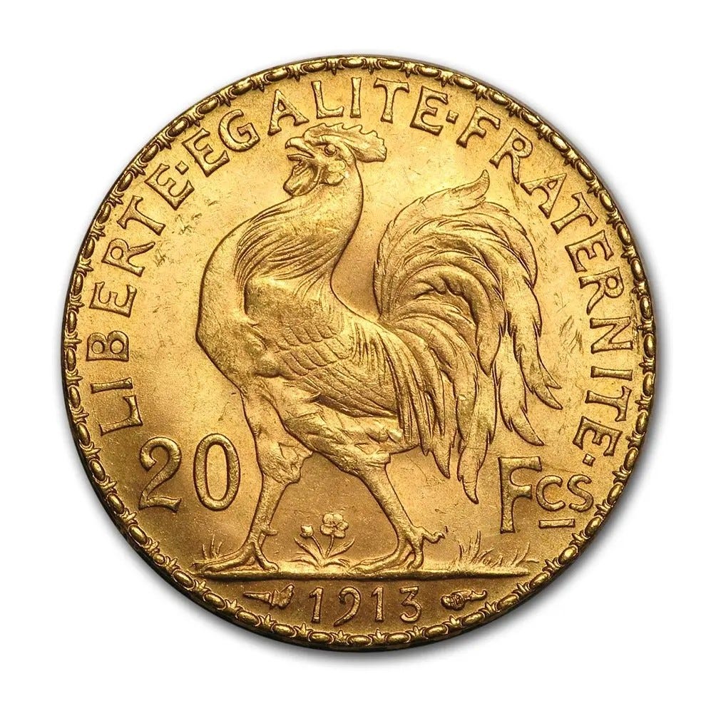 1913 Frankrike 20 Francs 5,8 Gram gull Sirkulert M/Garantibevis | FINN ...