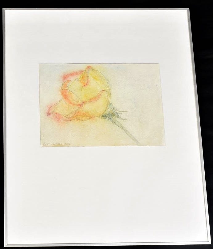 "Gul rose" - akvarell av Elsa Nielsen (1923-2011) | FINN-torget