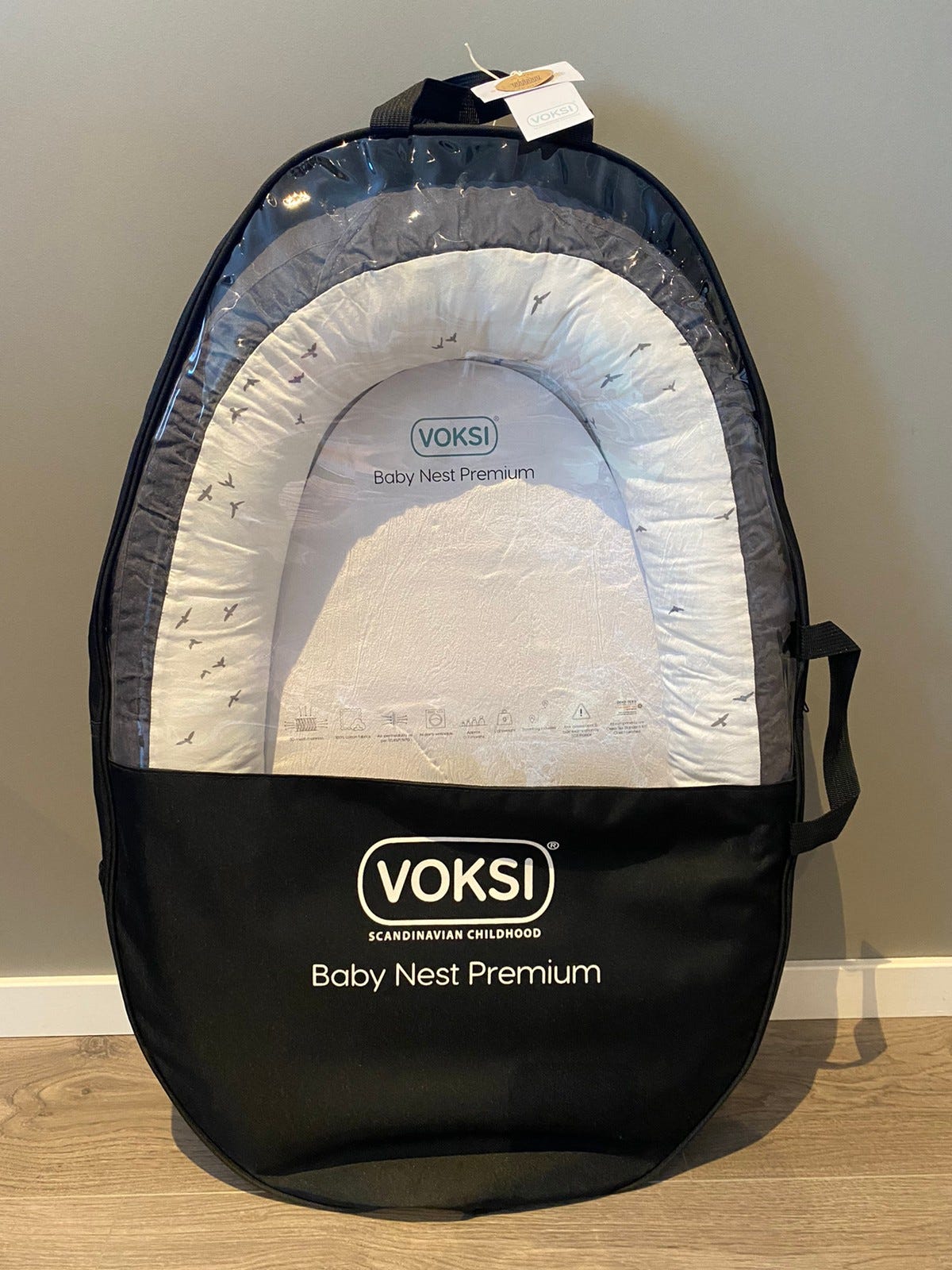 Voksi Baby Nest Premium, Dark Grey Flying | FINN-torget