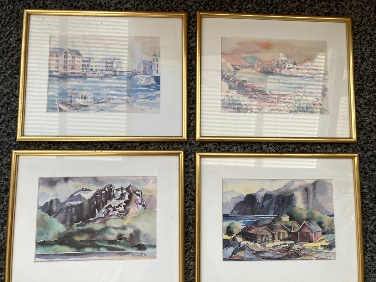 Kunst av Knut Kråkevik: 4 akvareller | FINN-torget