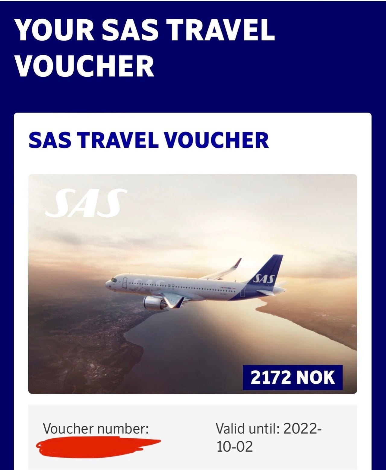 SAS Voucher/gavekort 2172 kr | FINN-torget