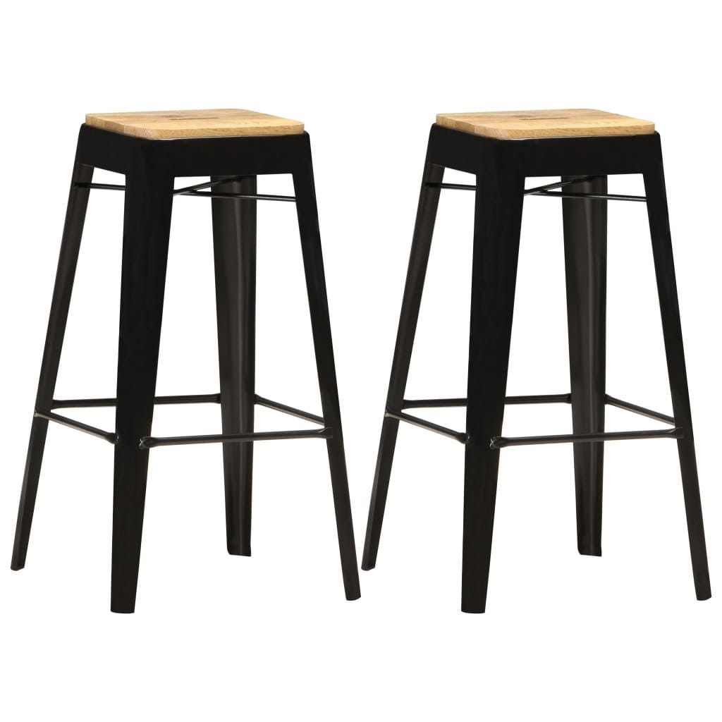 vidaXL Barstoler 2 stk svart heltre mango(286131) | FINN-torget