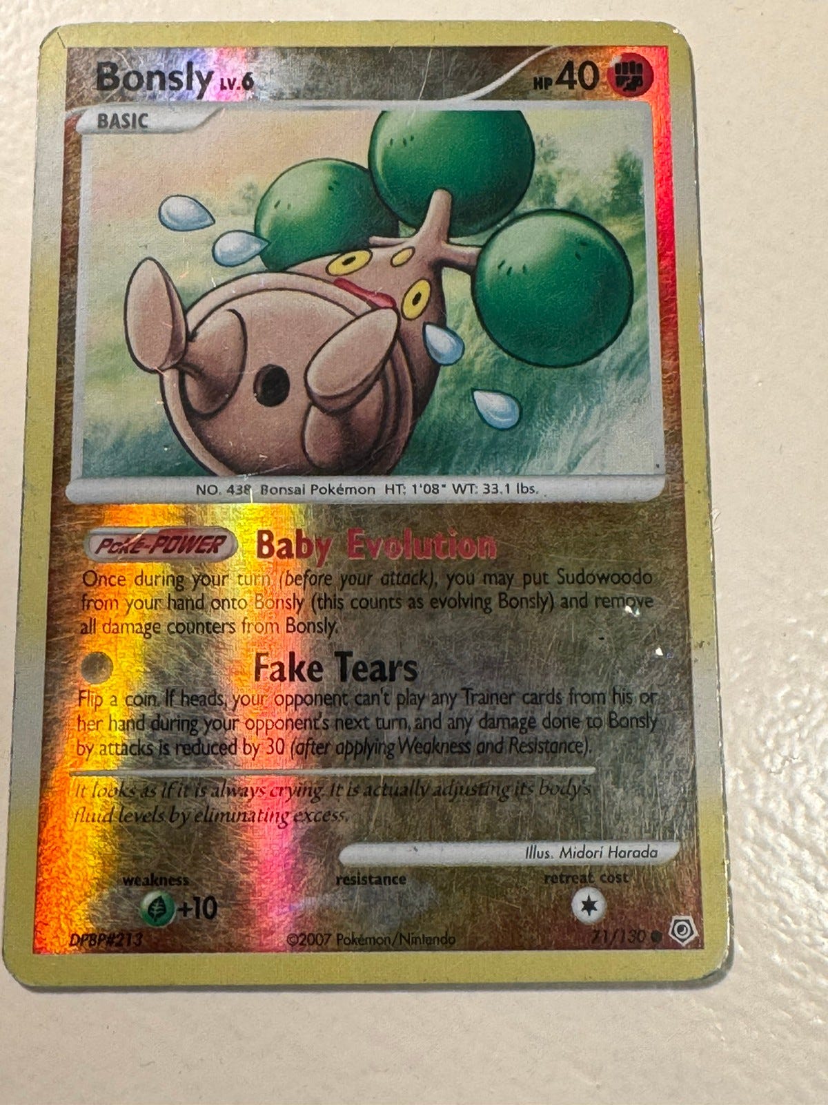 Bonsly 71/130 Reverse Holo Common Diamond & Pearl Pokemon TCG | FINN-torget