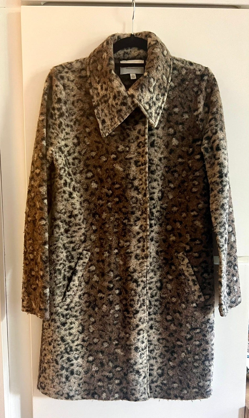 CLEMENTS RIBEIRO Leopard Print Wool Blend Fleece Dagger Collar Coat ...